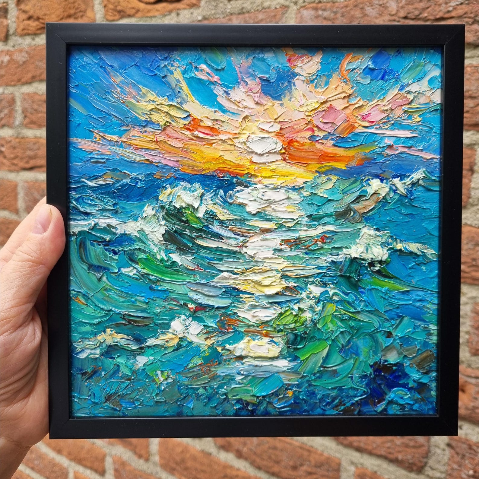 Ocean Painting ORIGINAL Impasto Abstract Oil Art Sunset Artwork Sea ...