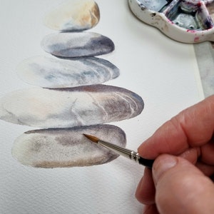 Balancing Stones ORIGINAL Watercolor Painting Rocks Neutral Wall Art ...