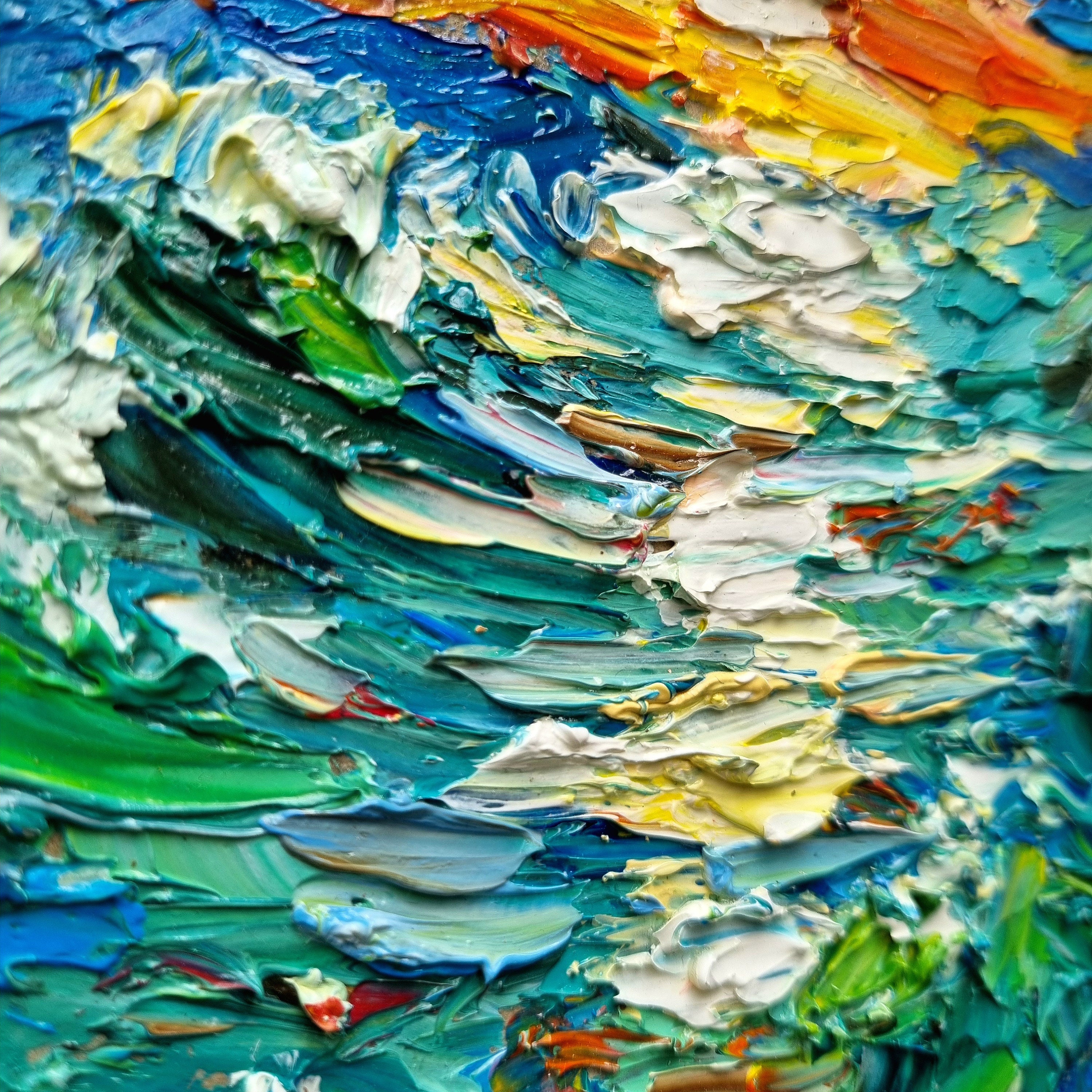 Ocean Painting ORIGINAL Impasto Abstract Oil Art Sunset Artwork Sea ...
