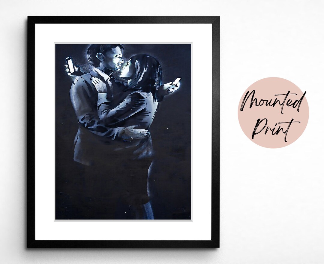 Cell Phone Lovers Banksy Framed Print Wall Art Gift Print - Etsy
