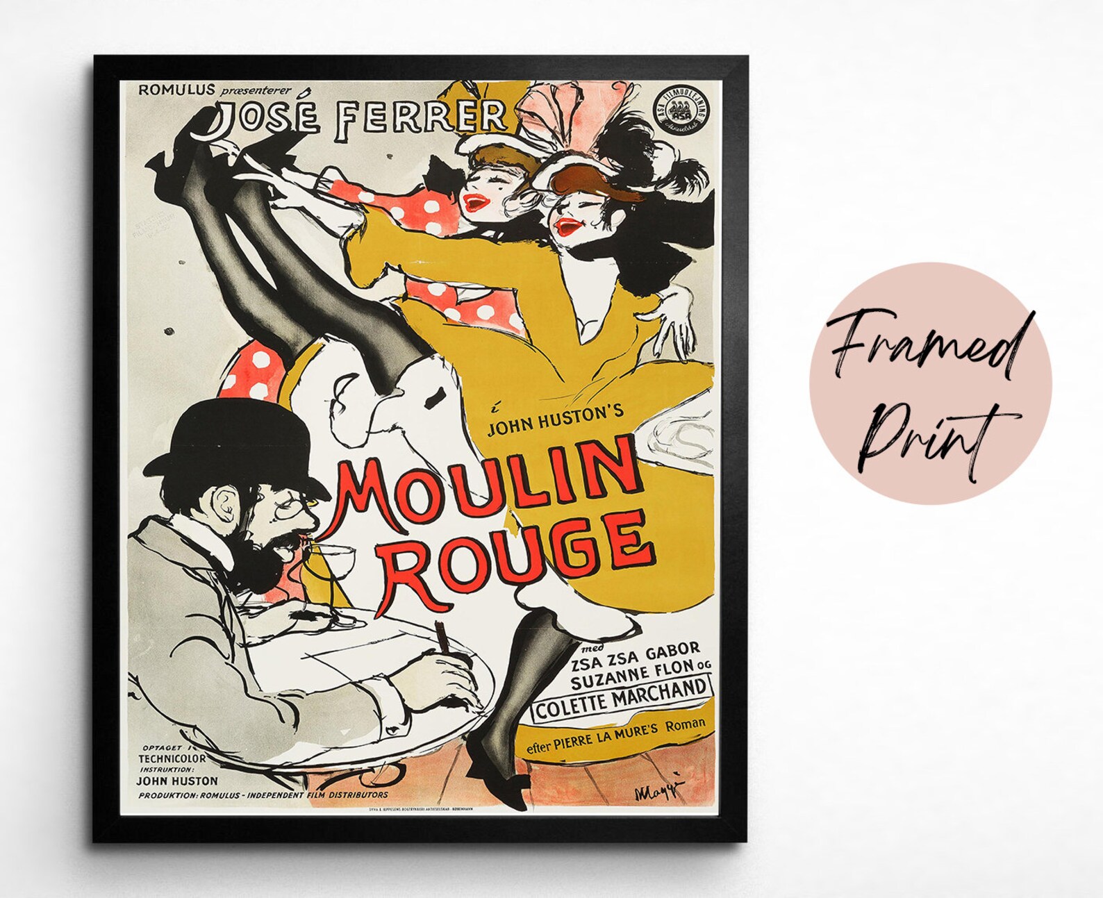 Moulin Rouge Illustrated Retro poster framed print gift print | Etsy