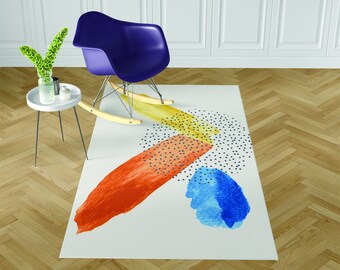 Orange and Blue Rug | Etsy