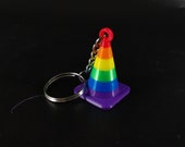 3D Printed Rainbow Traffic Cone Keychain - Etsy