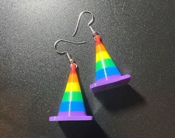3D Printed Rainbow Traffic Cone Keychain | Etsy
