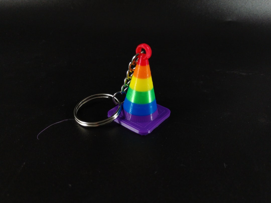 3D Printed Rainbow Traffic Cone Keychain - Etsy