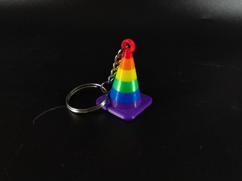 3D Printed Rainbow Traffic Cone Keychain | Etsy