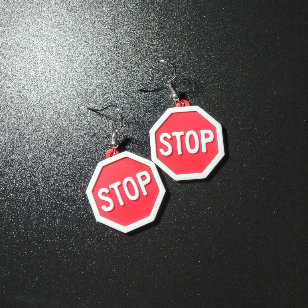 3D Printed Stop Sign Earrings - Etsy