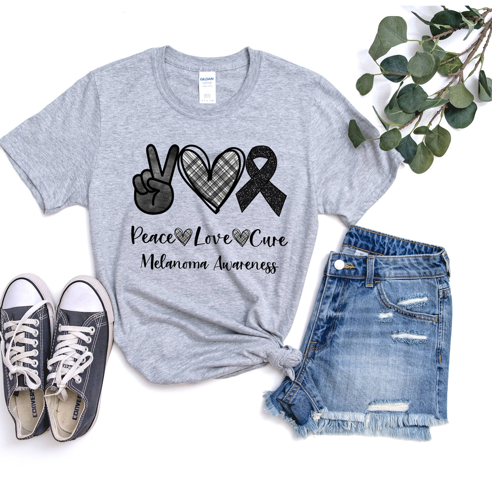 Skin Cancer Shirt, Melanoma Awareness, Peace Love Cure, Melanoma Shirt ...