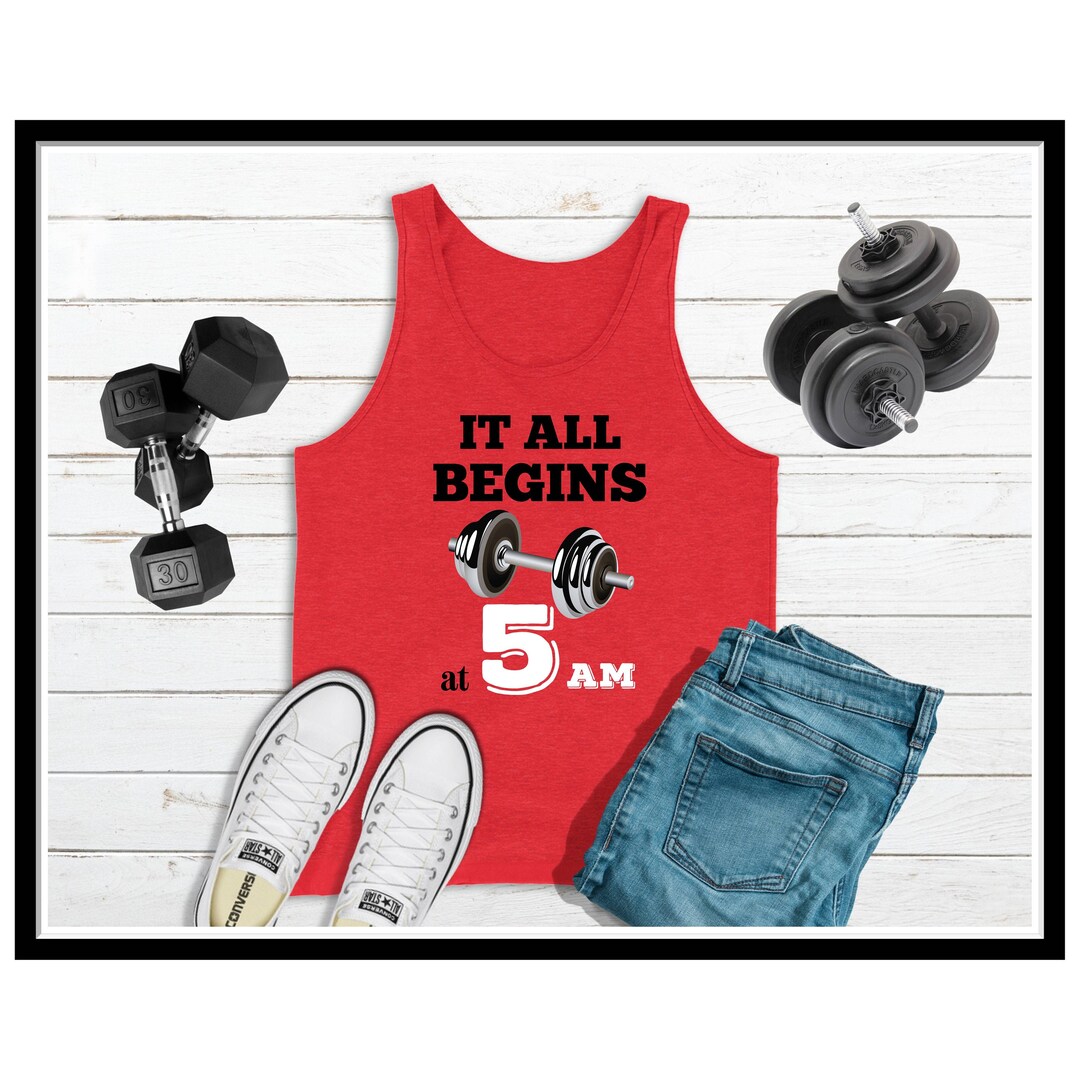 It All Begins at 5am Tank Top, Workout Tank Top, Fitness Shirt ...