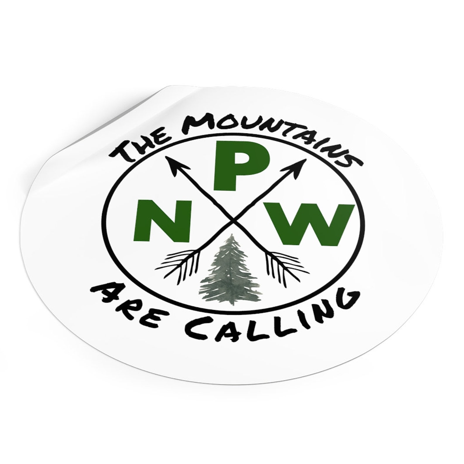 Pacific Northwest Round Sticker PNW Sticker Mountain | Etsy