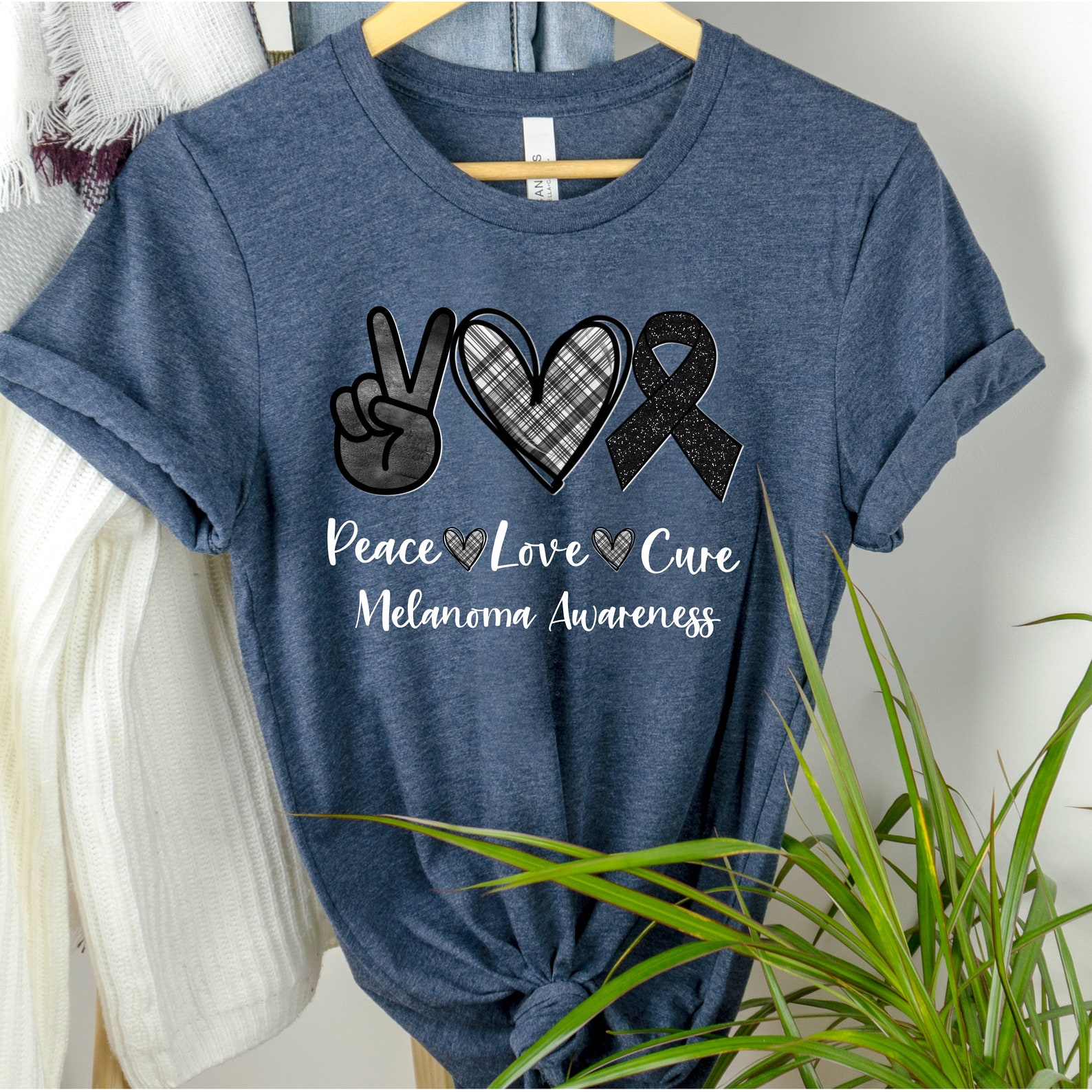 Skin Cancer Shirt, Melanoma Awareness, Peace Love Cure, Melanoma Shirt ...