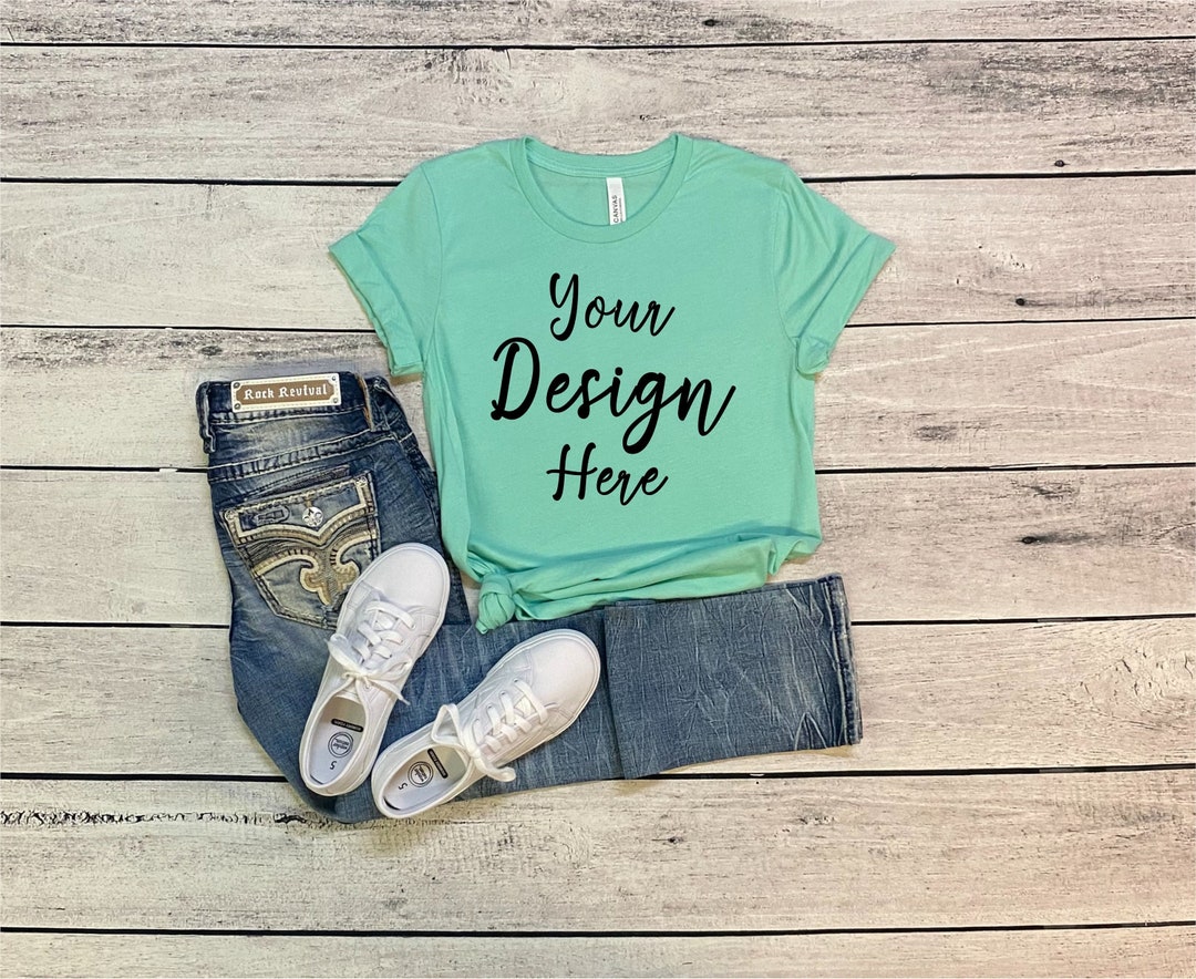 3001 Bella Heather Mint Mock Up, Bella Canvas 3001 Mockup, 3001 Bella ...