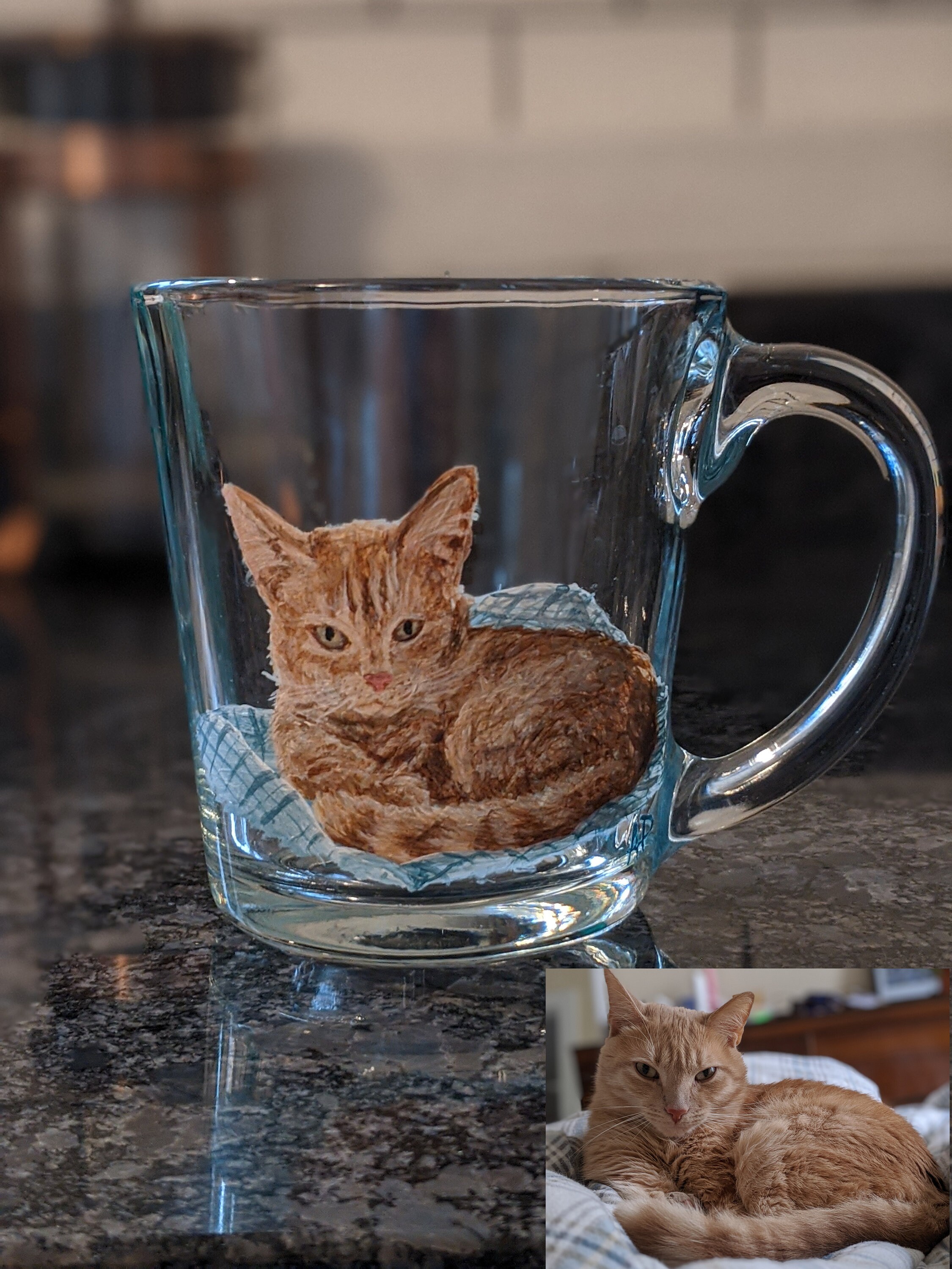 Custom Pet Portrait Hand Painted Glass Glass Mug - Etsy