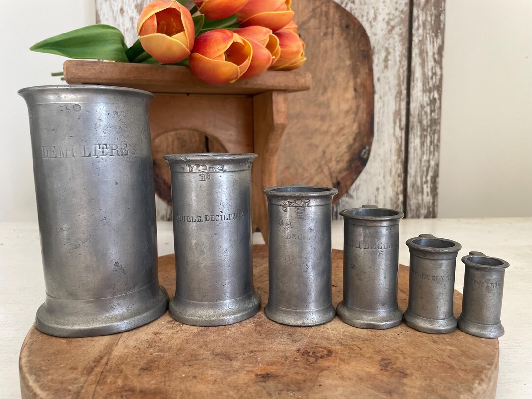 Antique French Pewter Measuring Tankards - Etsy