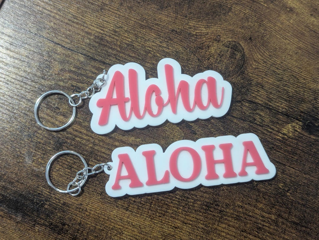 Aloha Acrylic Keychain - Multiple Colors Available - Etsy