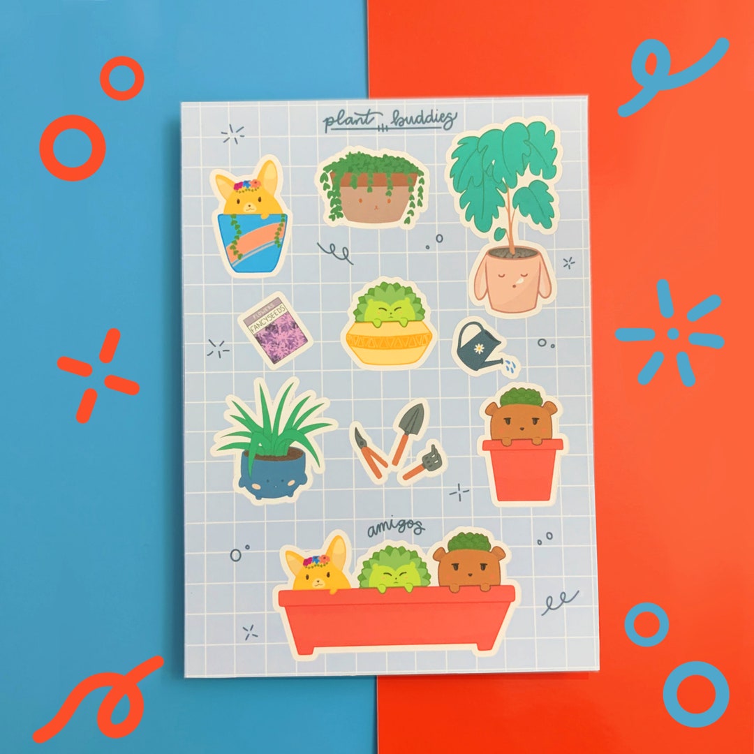 Plant Buddies Sticker Sheet, Bujo Stickers, Journal, Planner, Envelope ...