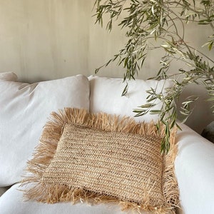 The Raffia Cushion Rectangular Raffia Cushion Cover - Etsy