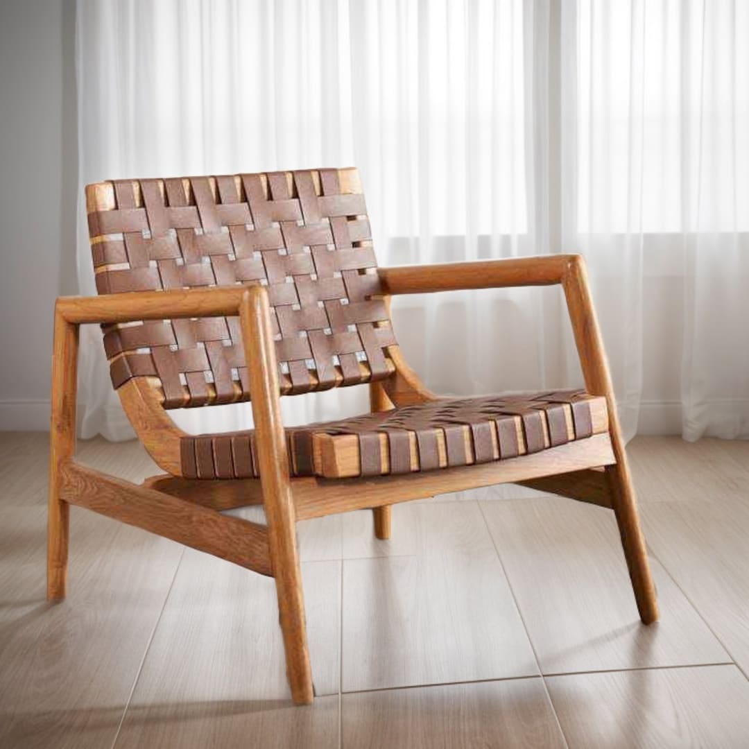 Armchair in Wood and Braided Leather,bench Moroccan Wood Chair,chair in ...