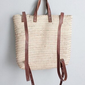 Straw Backpack Straw Backpack With a Leather Basket Straw - Etsy