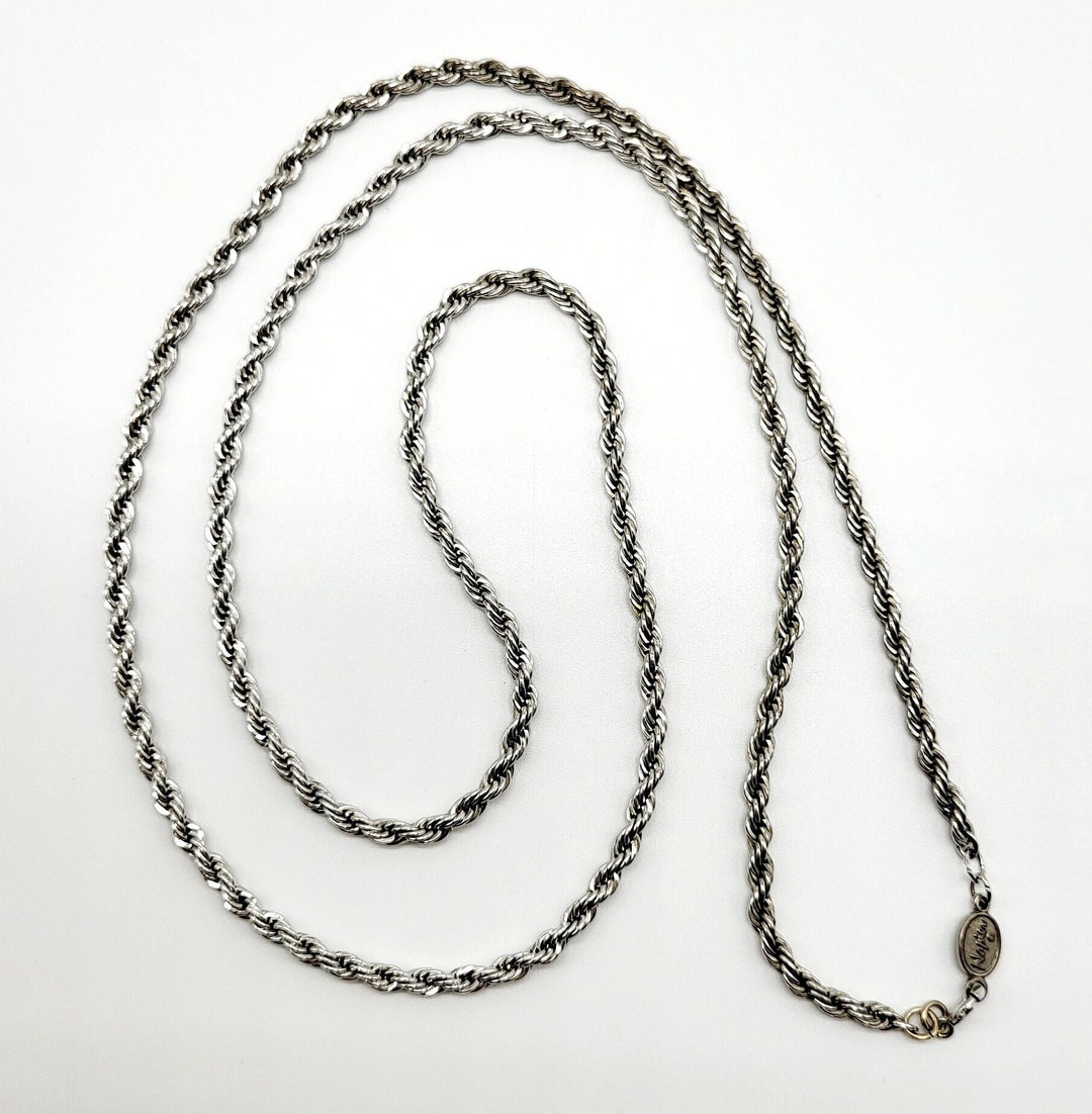 Vintage Napier Silver Tone Twisted Rope Chain,silver Chain,unisex Chain ...