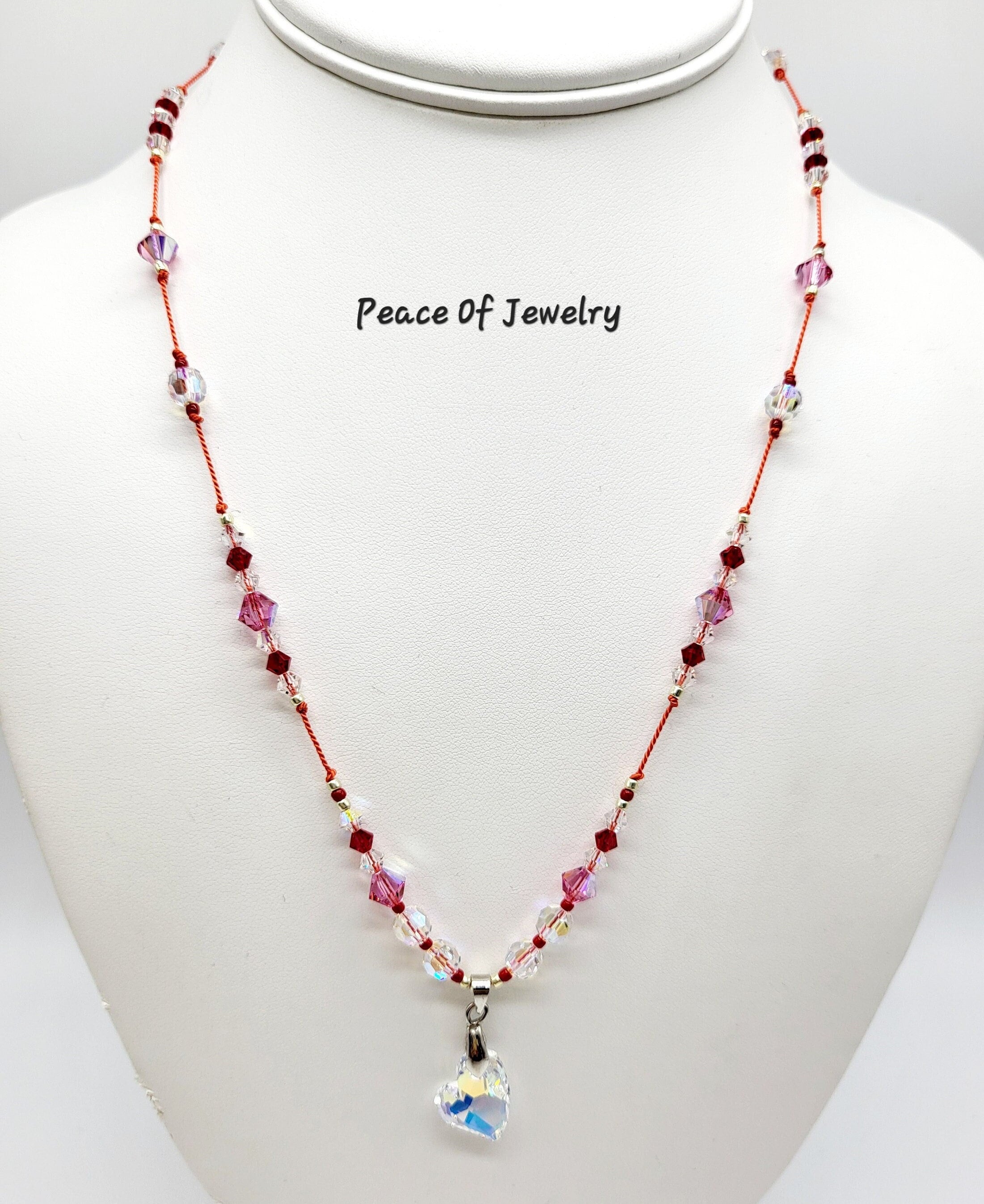 Beautiful Swarovski Crystal Heart Necklace,valentine's Day Necklace,red ...