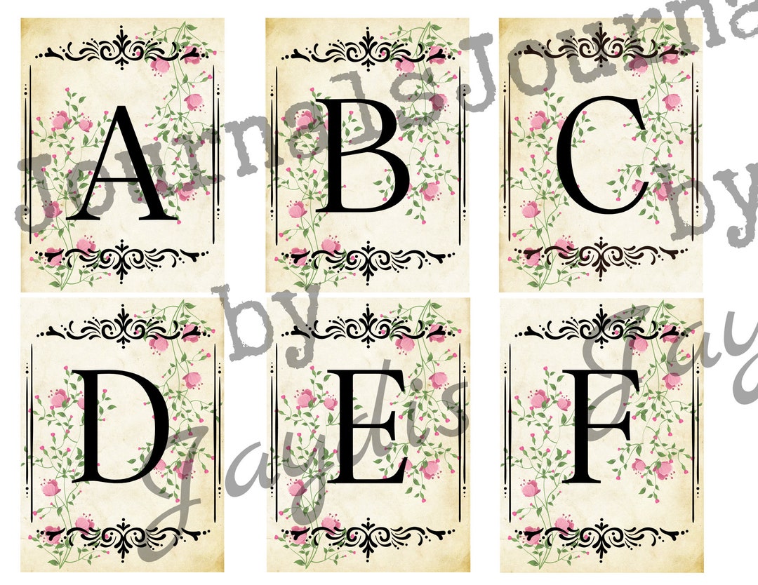 Rose Themed Alphabet Cards - Etsy