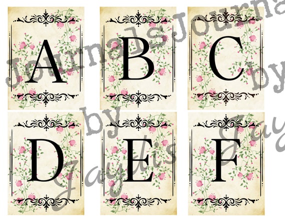 Rose Themed Alphabet Cards - Etsy