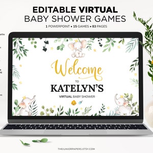 Editable Virtual Baby Shower Games, Powerpoint Baby Shower Games, Emoji ...