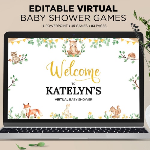 Virtual Baby Shower Games Woodland Virtual Baby Shower Zoom | Etsy