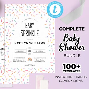 Baby Sprinkle, Sprinkle Baby Shower Bundle, Baby Sprinkle Invitation ...