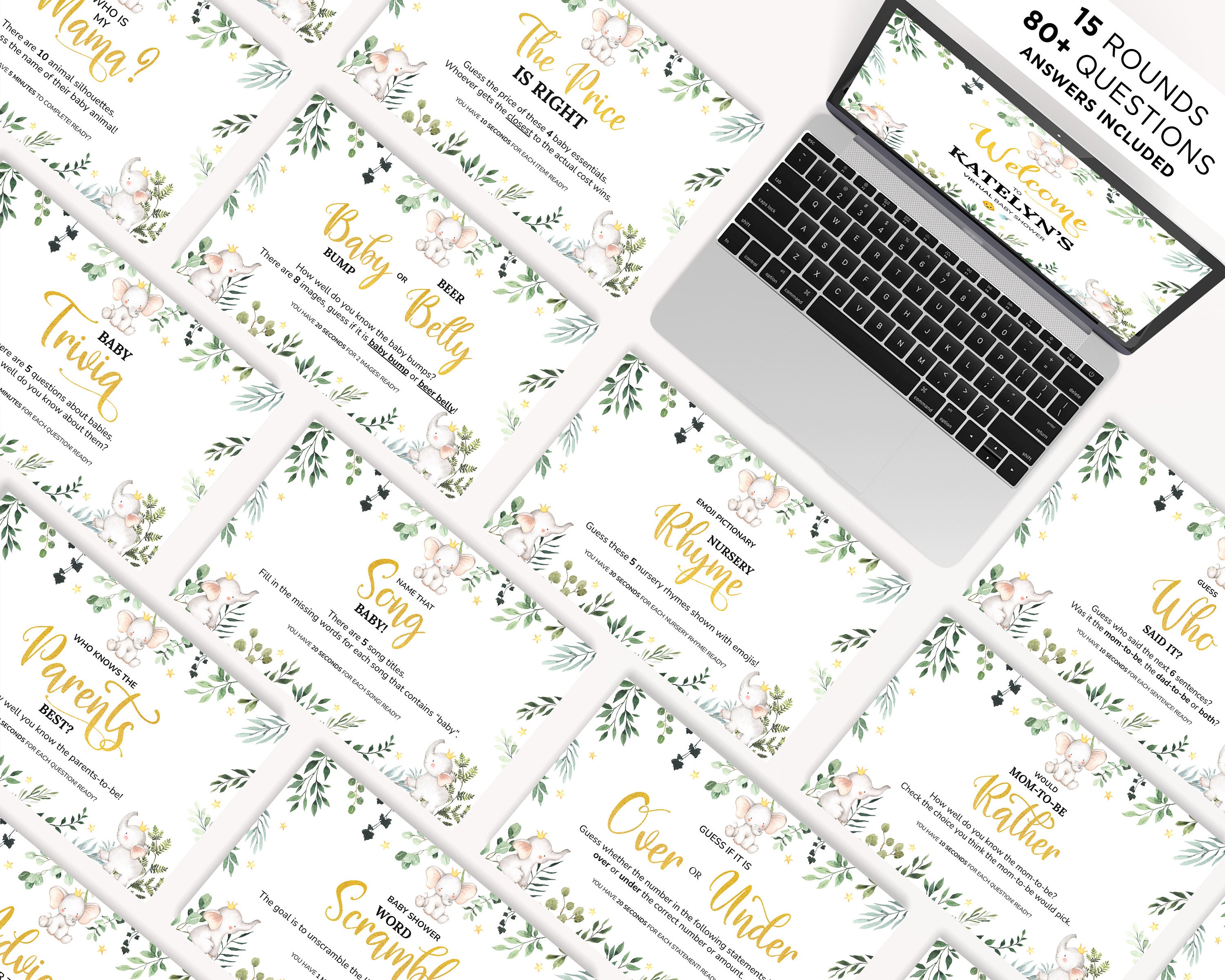 Editable Virtual Baby Shower Games Powerpoint Baby Shower | Etsy