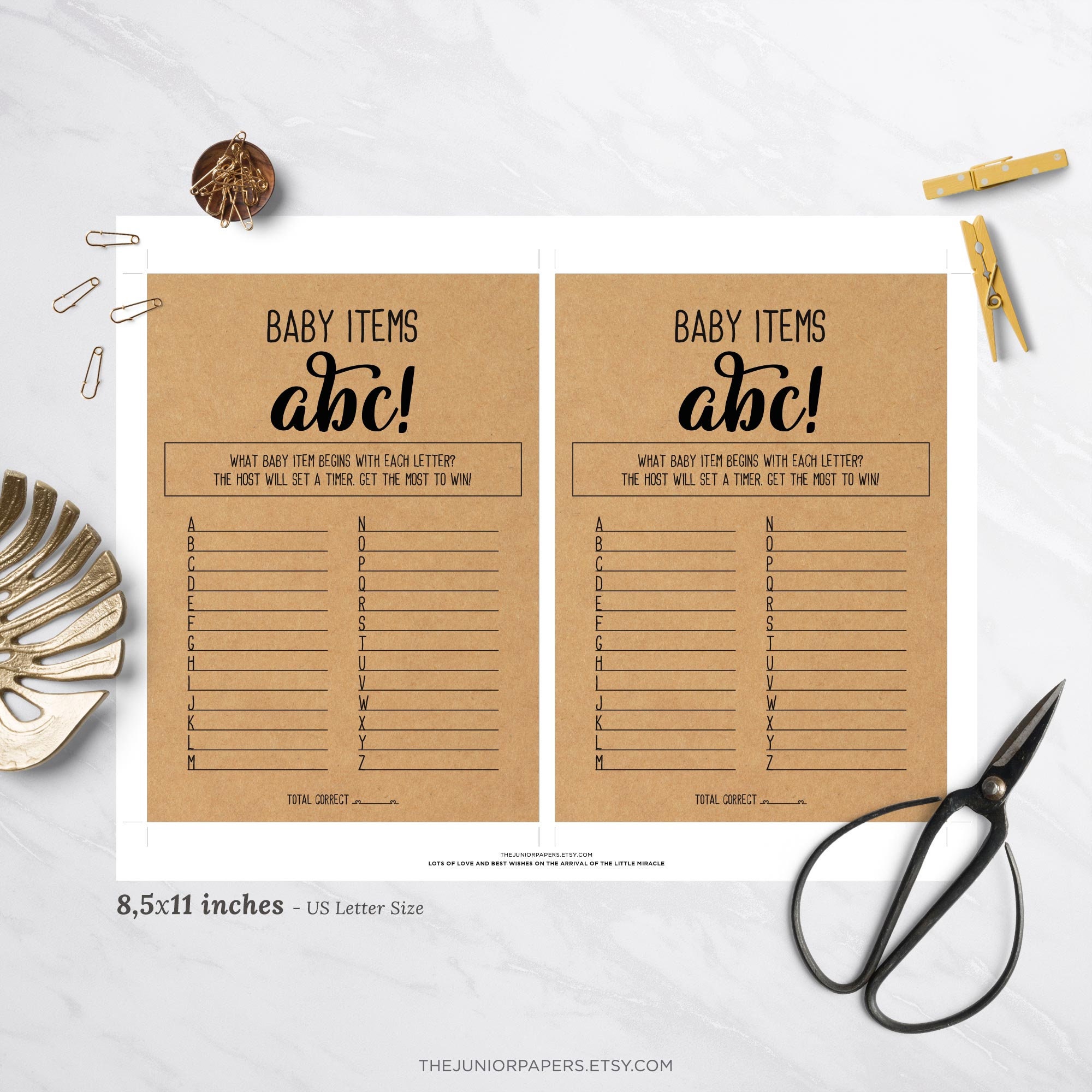 Baby Items ABC Baby Shower Games Kraft Rustic Baby Shower - Etsy