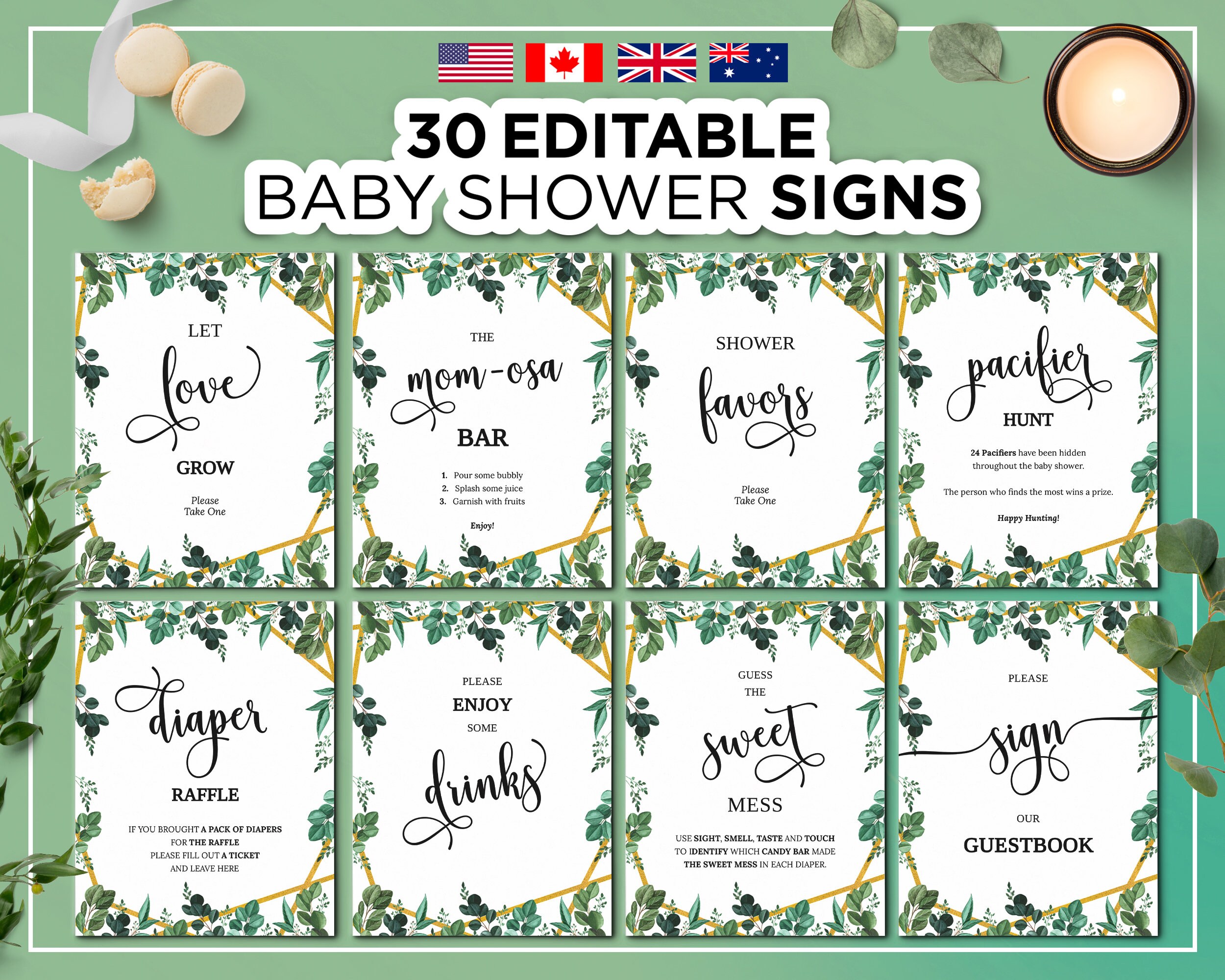 30 Editable Baby Shower Signs Baby Shower Table Sign - Etsy