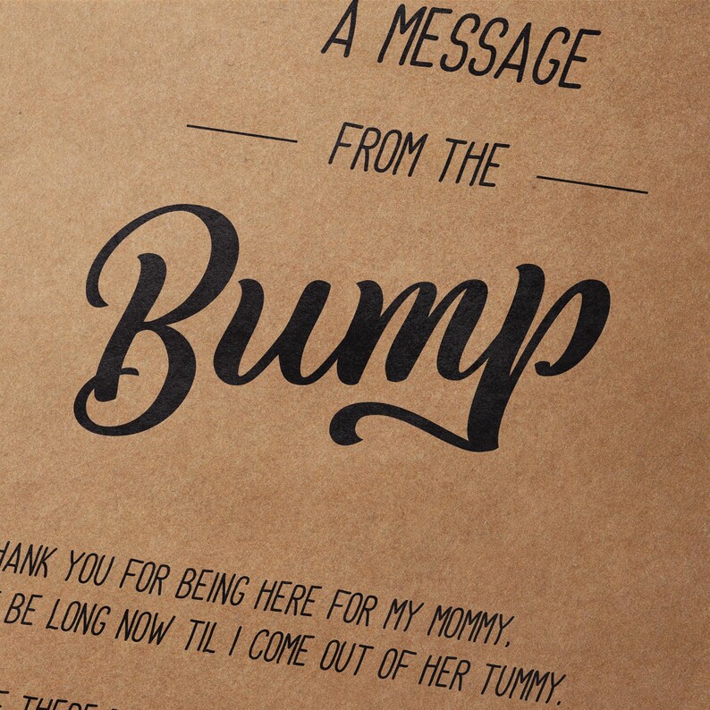 Message From the Bump Baby Shower Sign Rustic Kraft - Etsy