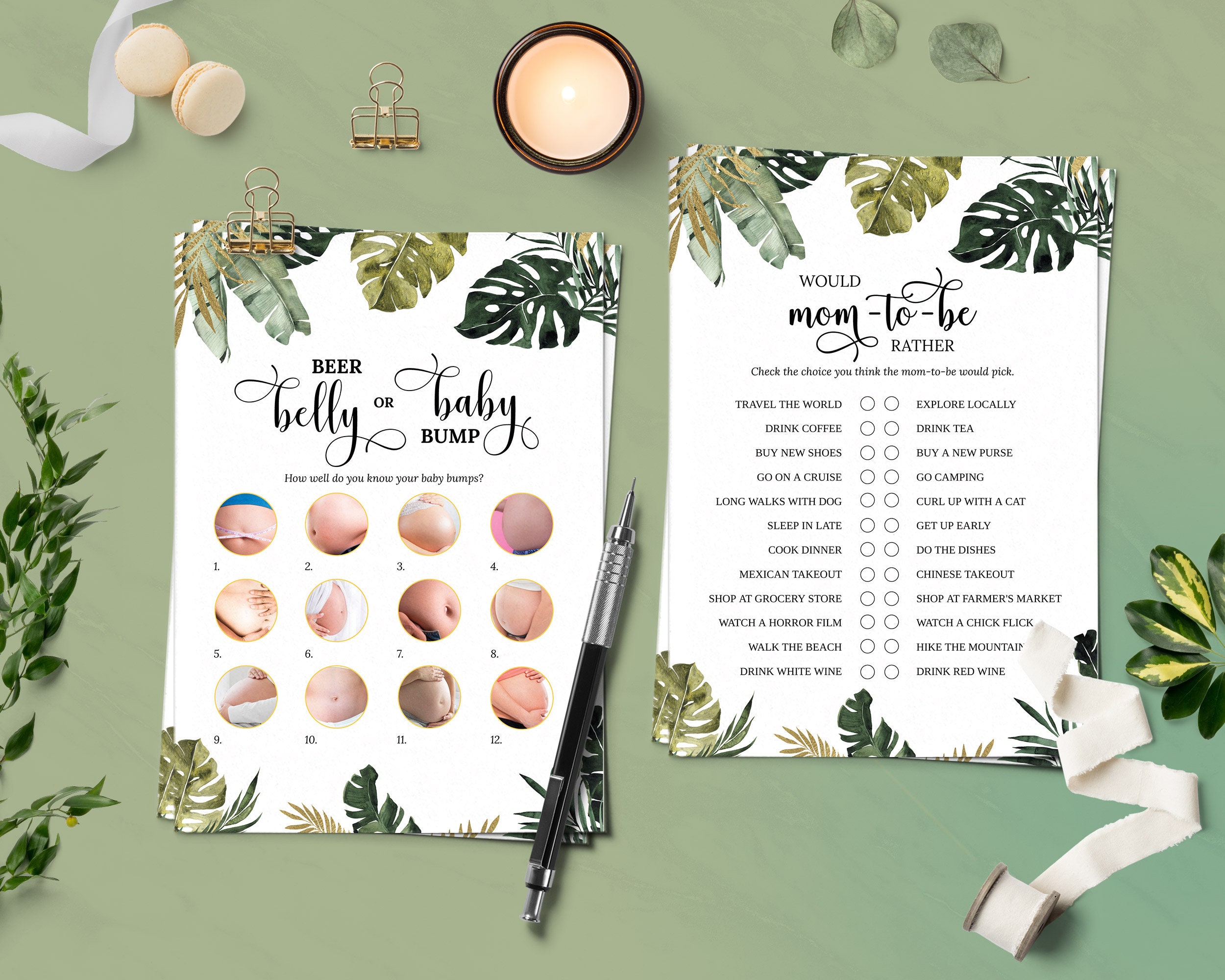 Tropical Editable Baby Shower Games Modern Hawaiian Aloha | Etsy