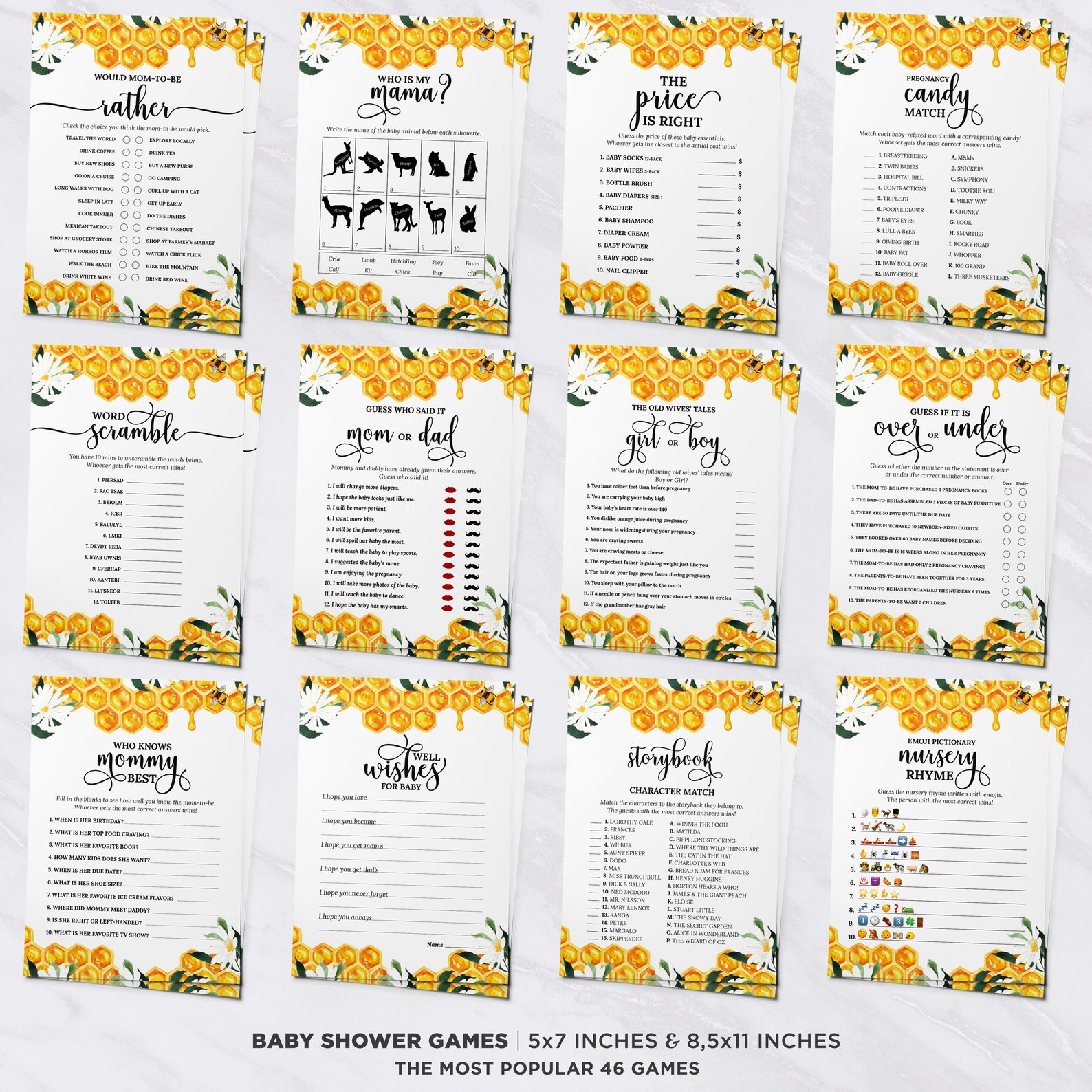71 Pieces Baby Shower Games Signs and Decoration Bundle - Etsy