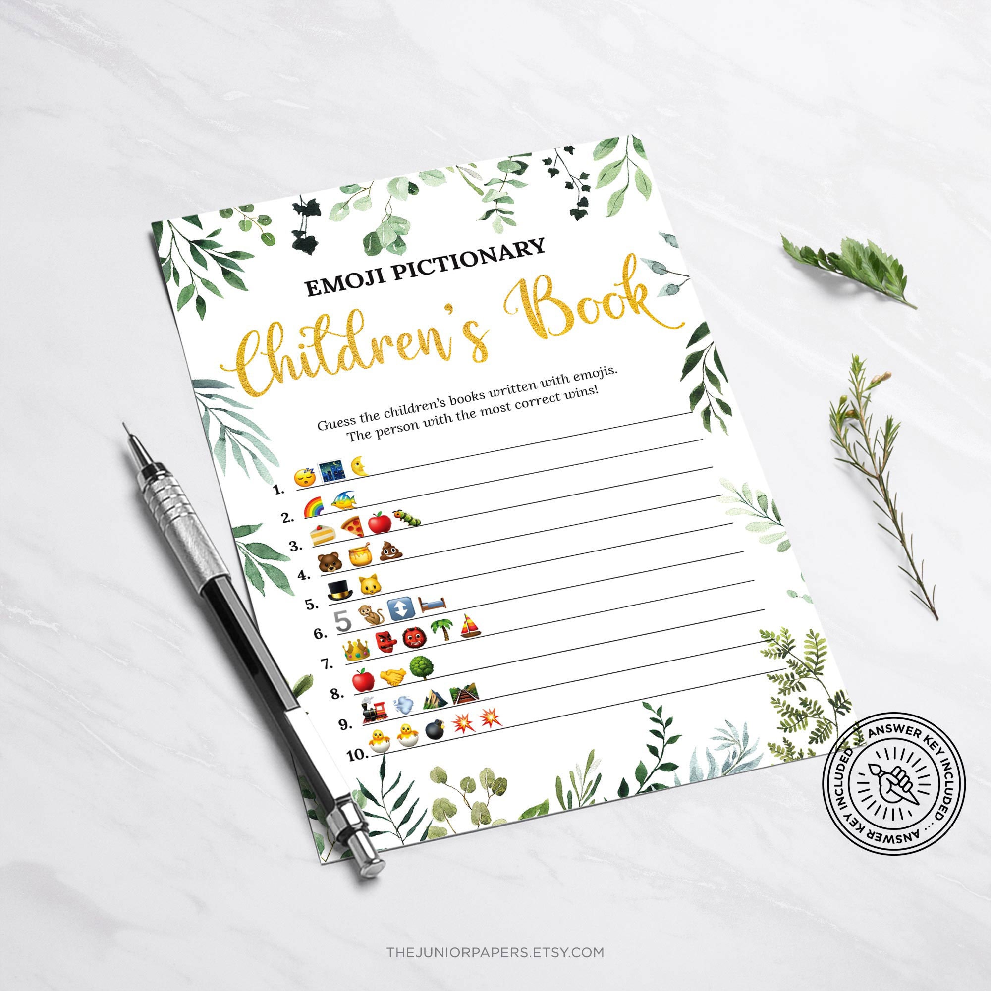 Children's Book Emoji Pictionary Baby Shower Game | Etsy