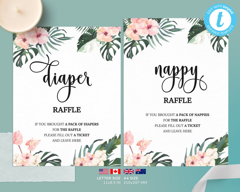 Editable Tropical Baby Shower Signs Printable Shower Table | Etsy