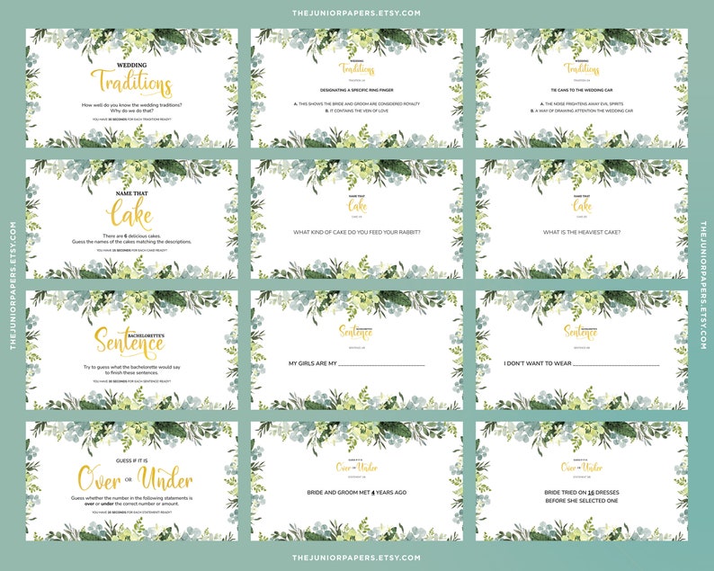 Virtual Greenery Bridal Shower Games Editable Powerpoint - Etsy