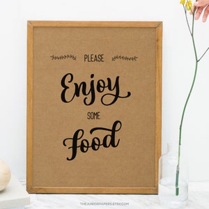 Enjoy Some Food, Baby Shower Sign, Rustic, Kraft, Printable Table Top ...