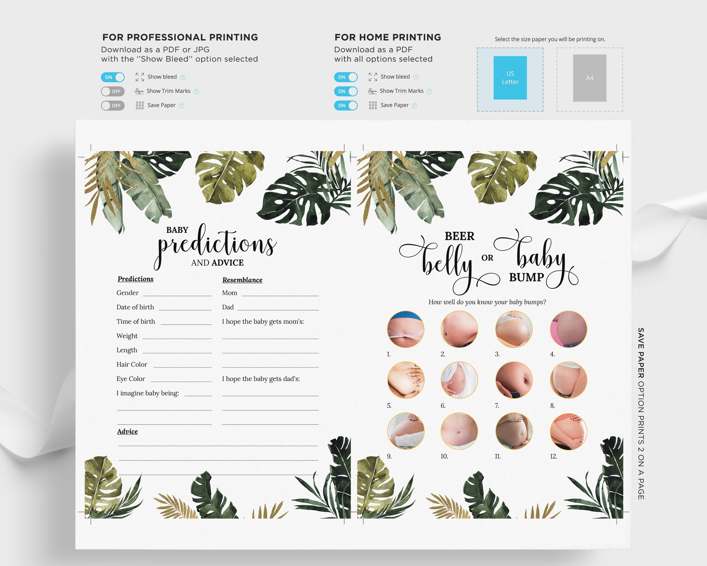 Editable Tropical Baby Shower Games Printable Gold Tropical | Etsy