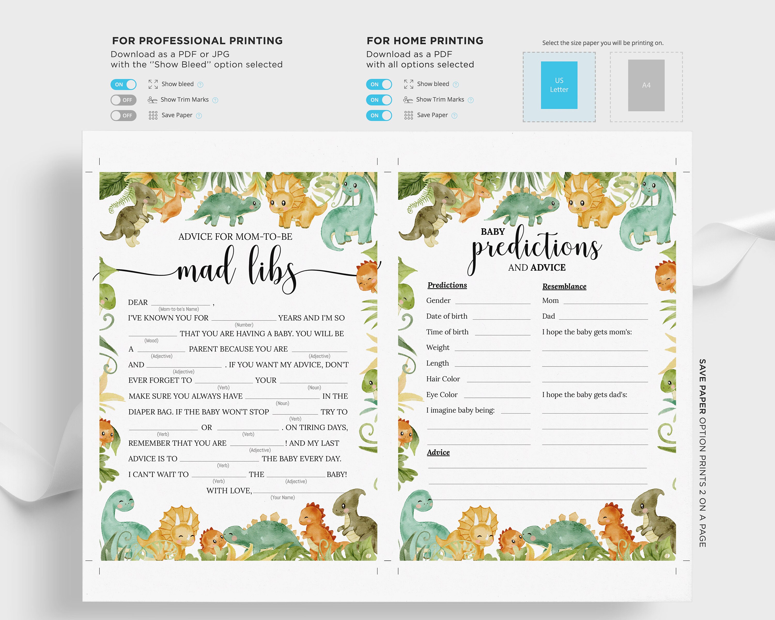 Dinosaur Baby Shower Games Baby Dinosaur Shower Game Bundle - Etsy