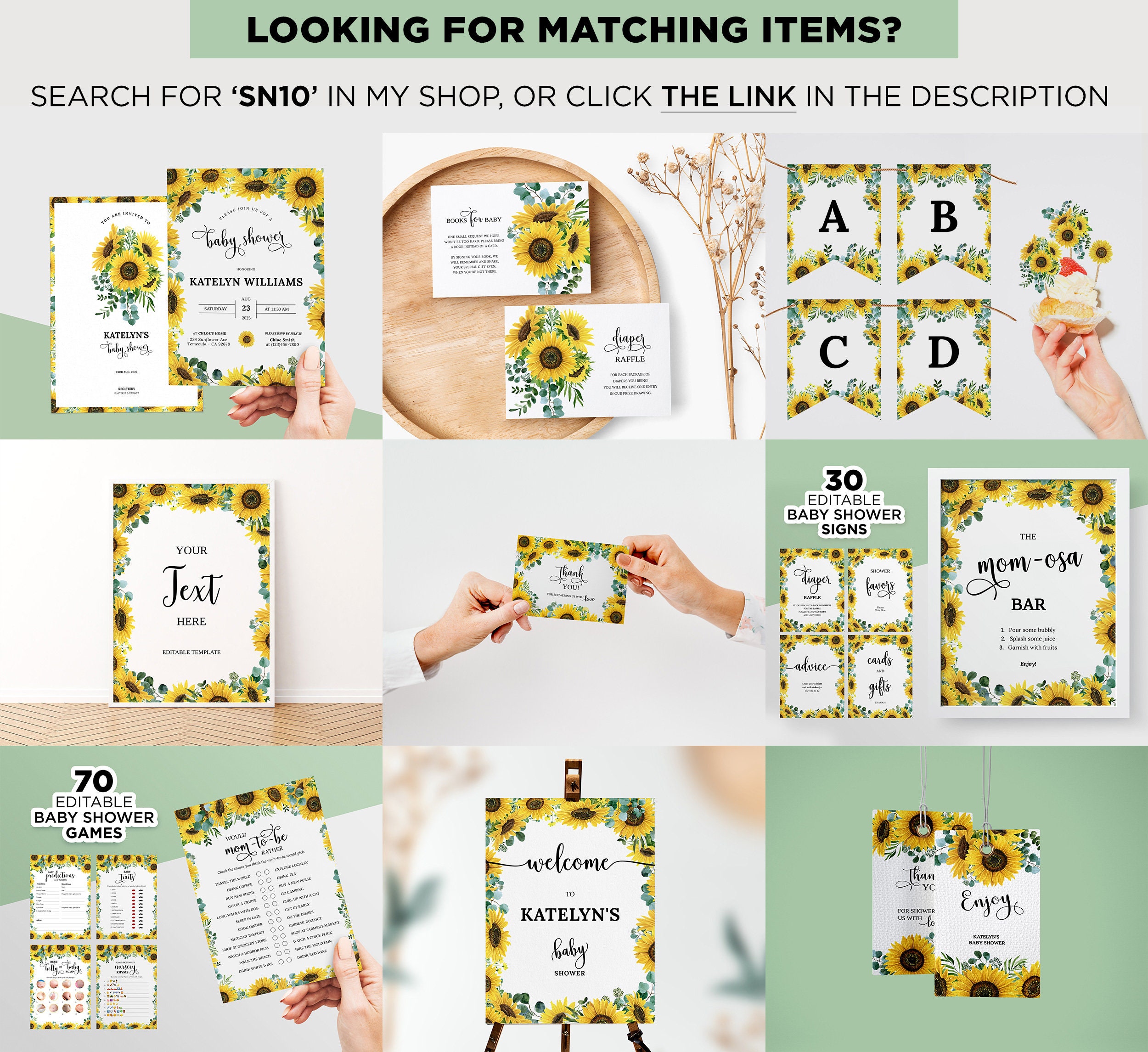 Sunflower Shower Decor, Sunflower Party Banner, Sunflower Cake Toppers ...