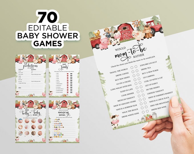 Printable Farm Animal Baby Shower Game Match Baby to It's Mama Baby ...