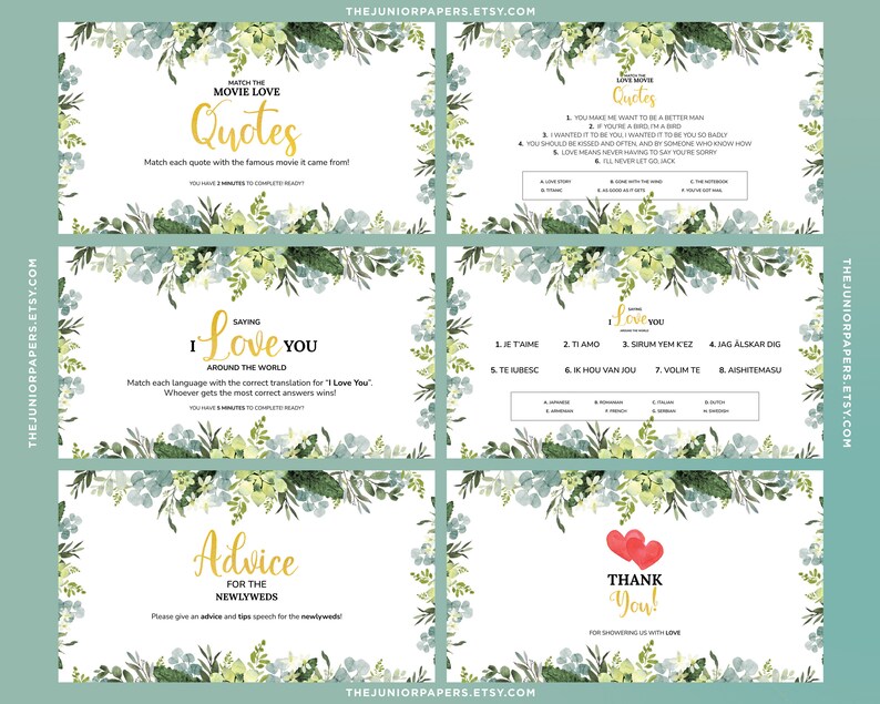 Virtual Greenery Bridal Shower Games Editable Powerpoint - Etsy