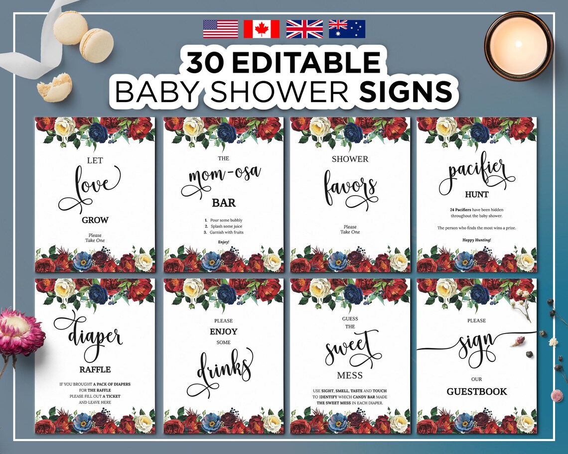30 Editable Baby Shower Signs Baby Shower Table Sign Baby | Etsy