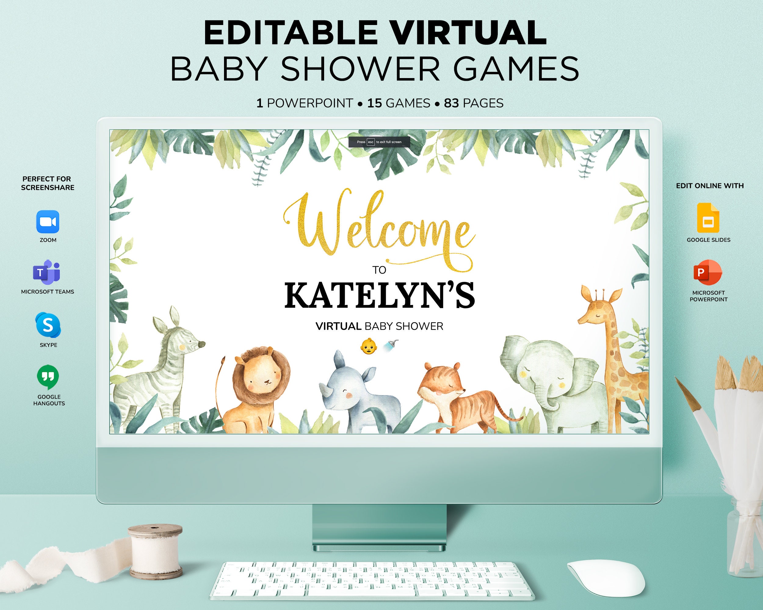 Safari Virtual Baby Shower Games, Powerpoint Baby Shower Games, Virtual ...
