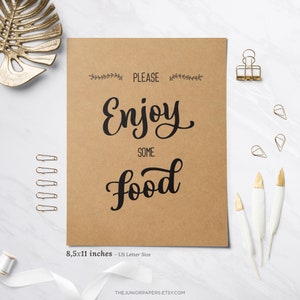 Enjoy Some Food, Baby Shower Sign, Rustic, Kraft, Printable Table Top ...