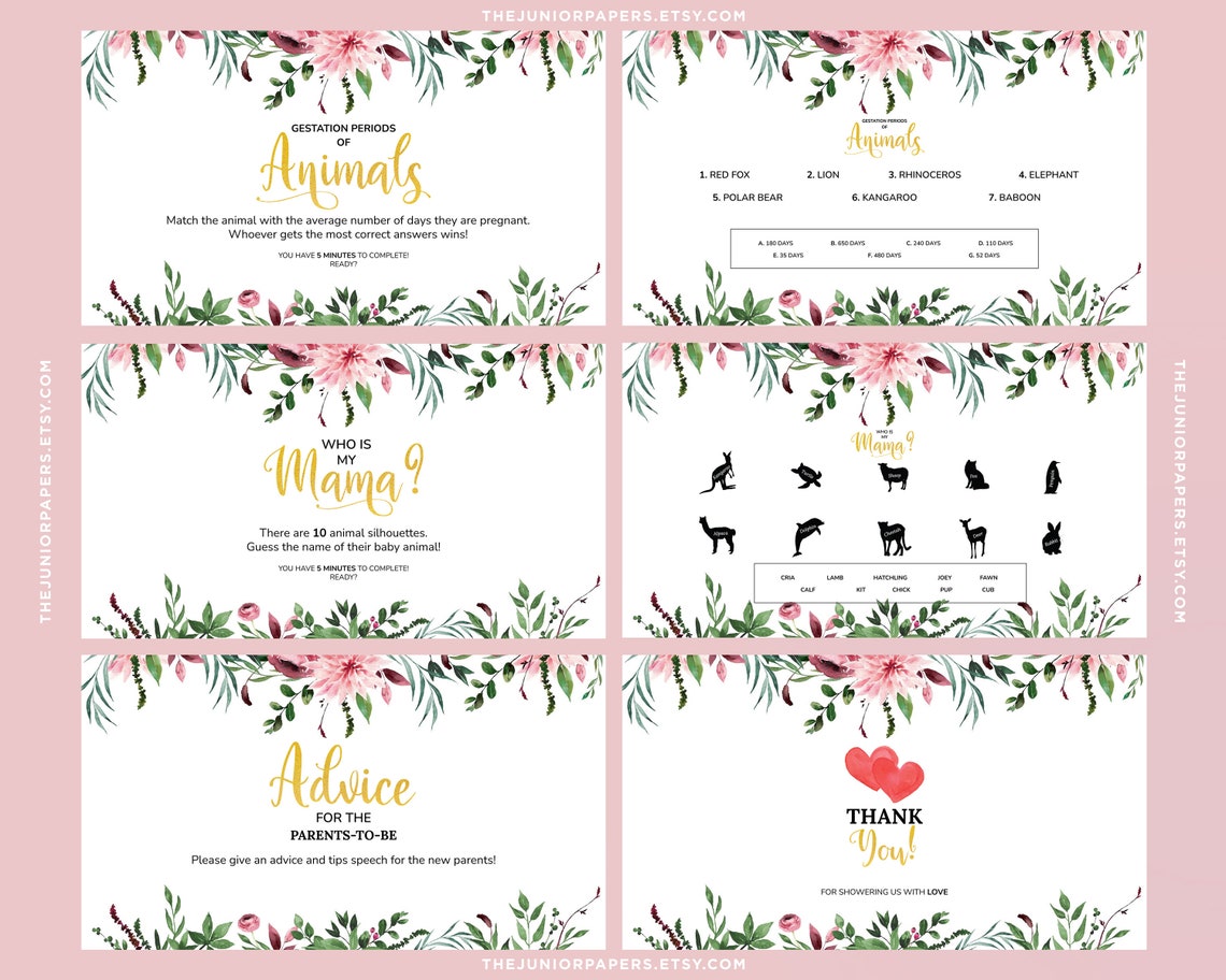 Blush Floral Virtual Baby Shower Games Powerpoint Baby Shower | Etsy