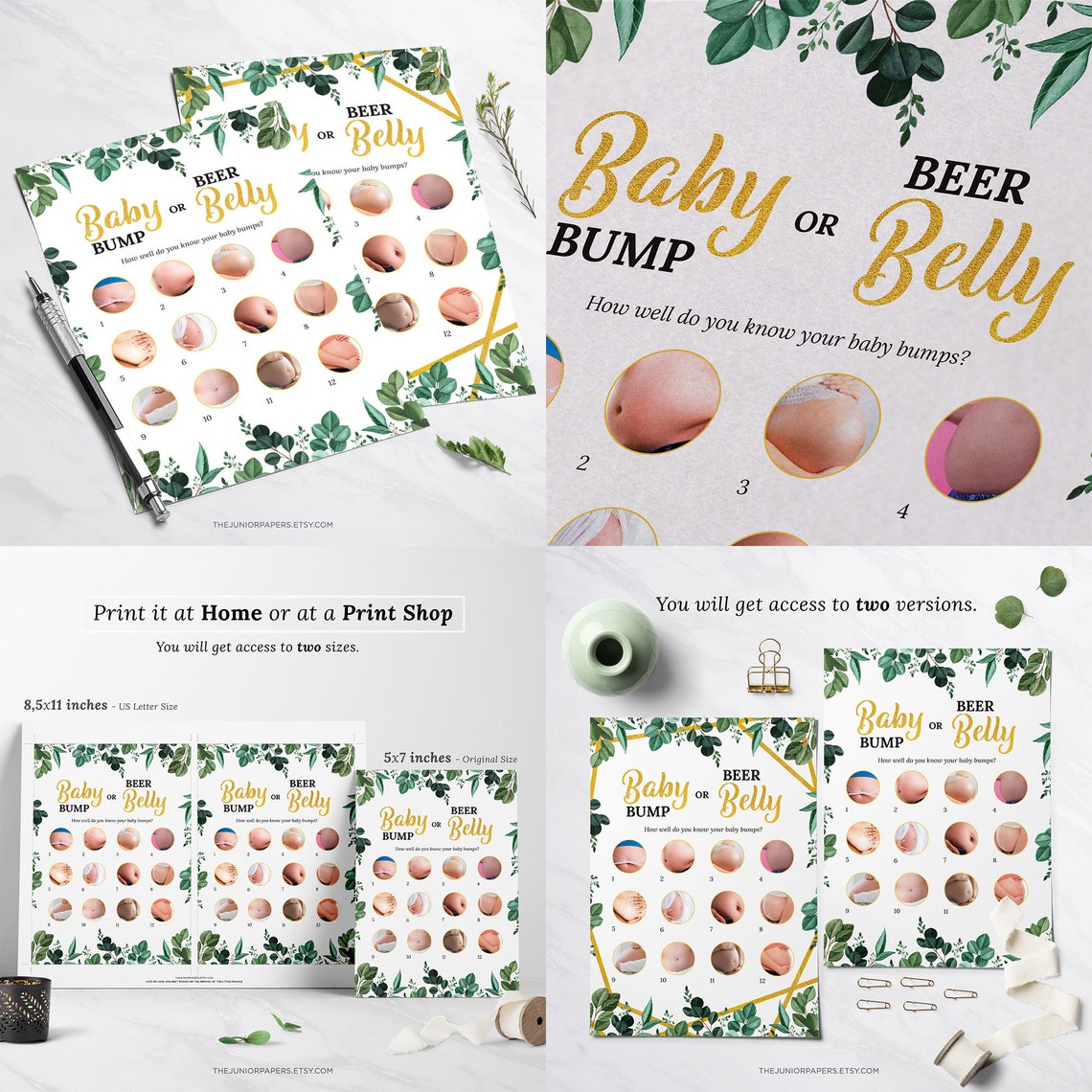 71 Pieces Baby Shower Game & Sign Bundle Greenery Gold - Etsy
